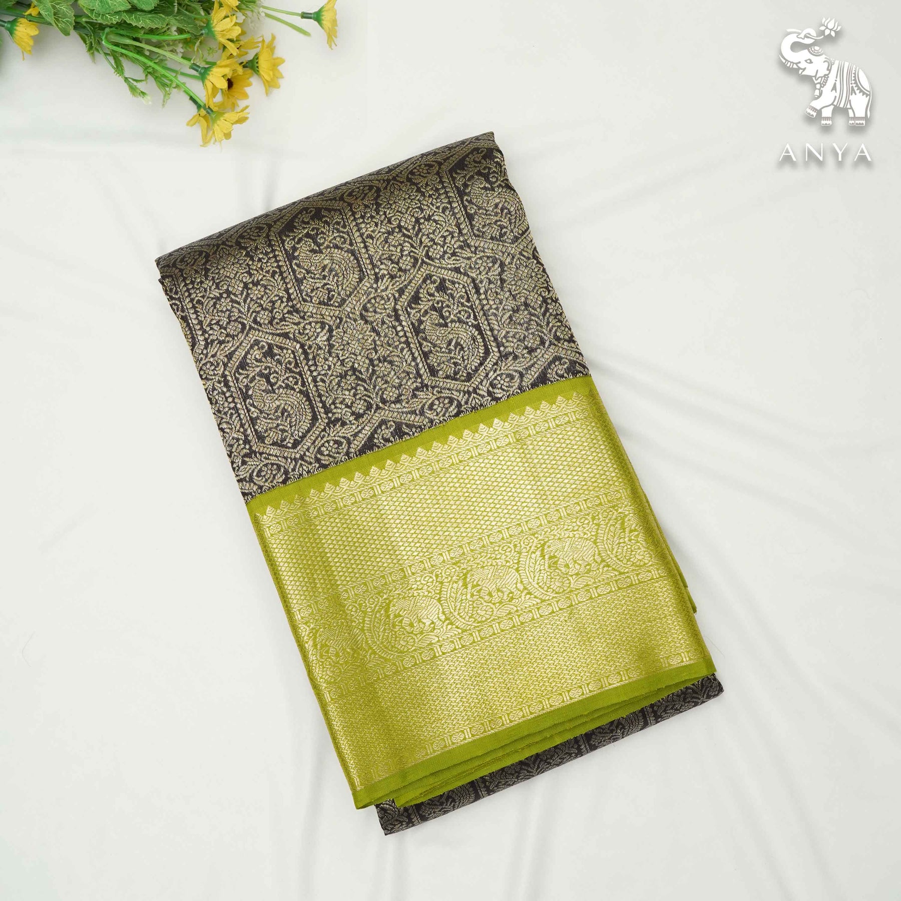 Dark Purple Kanchi Silk Saree with Peacock Zari Design