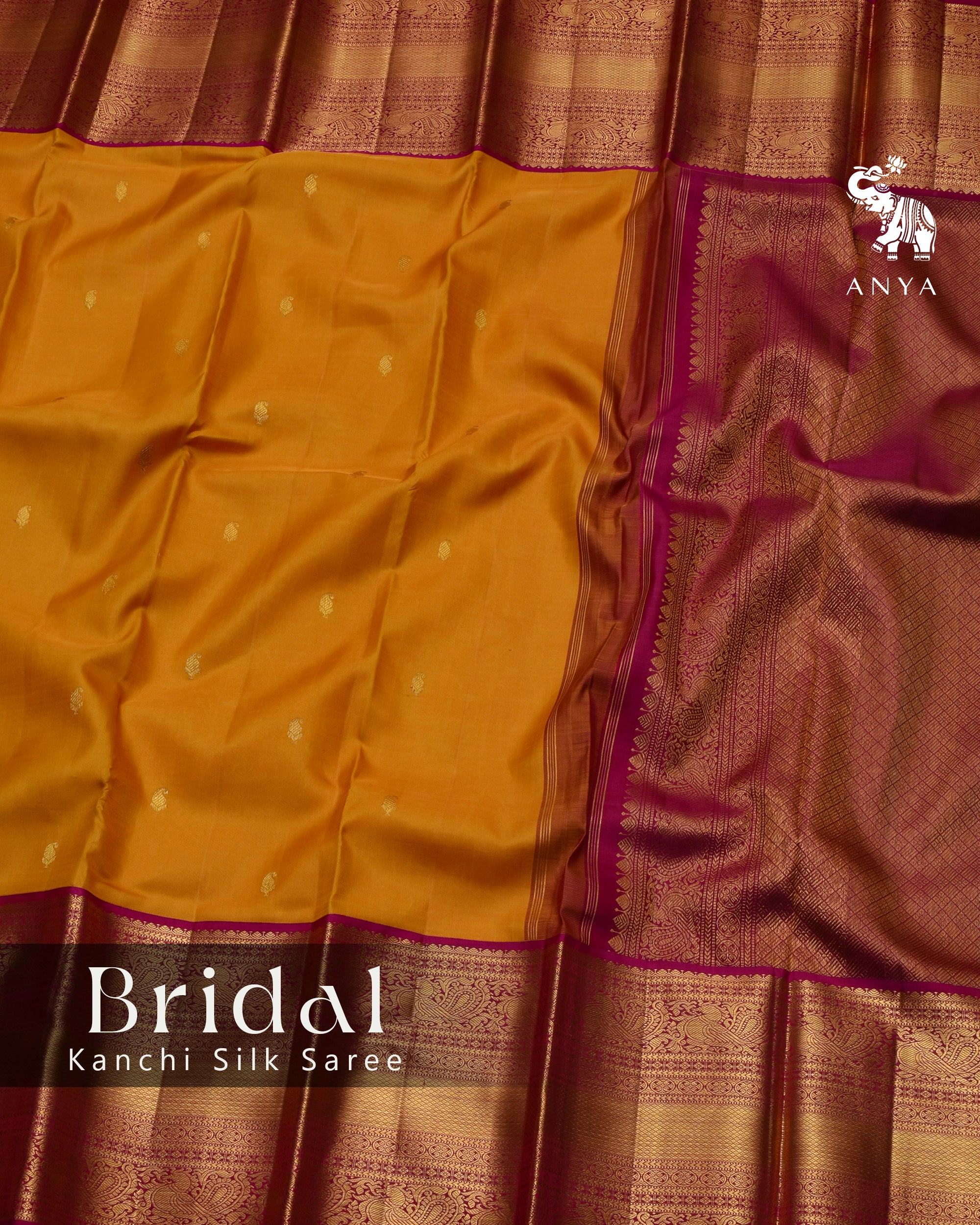 Oil Mustard Kanchipuram Silk Saree with Small Mango Butta Design